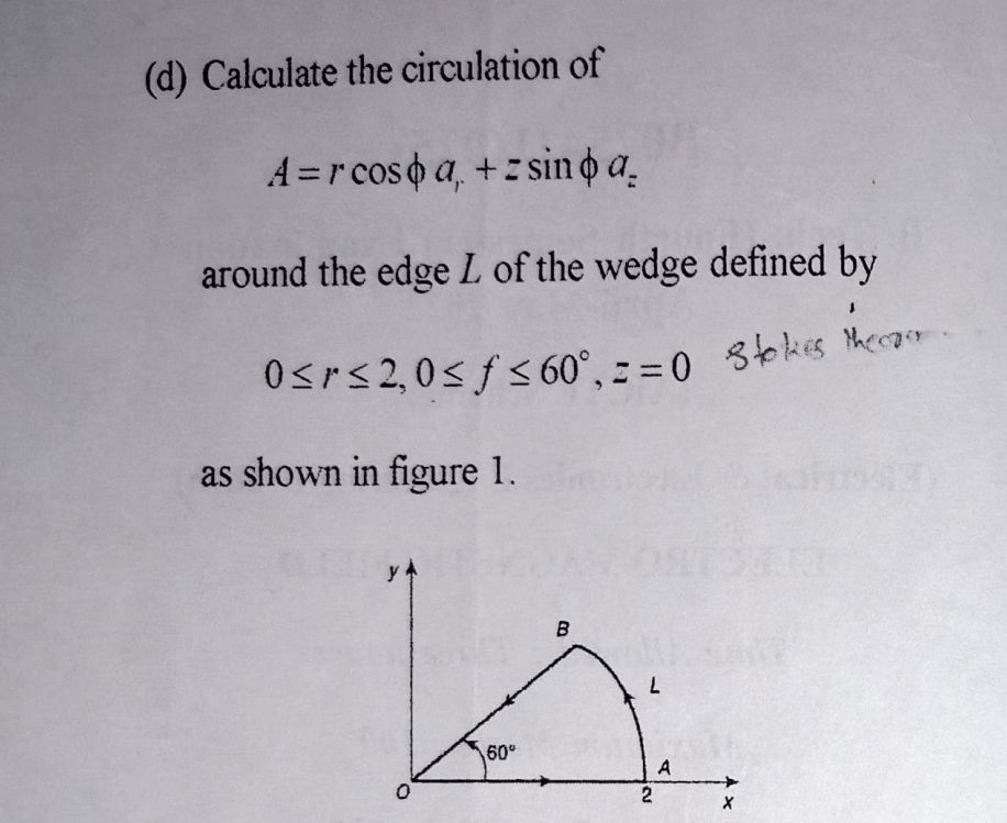 (d) Calculate the circulation of $A = r | StudyX