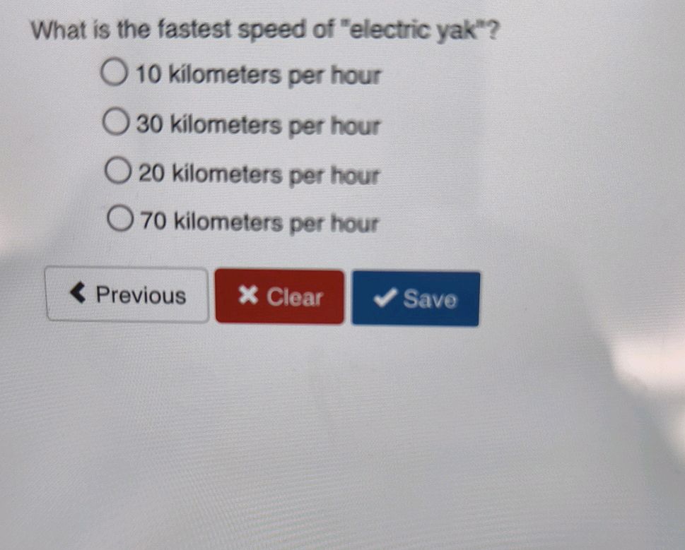 What is the fastest speed of "electric yak"? | StudyX