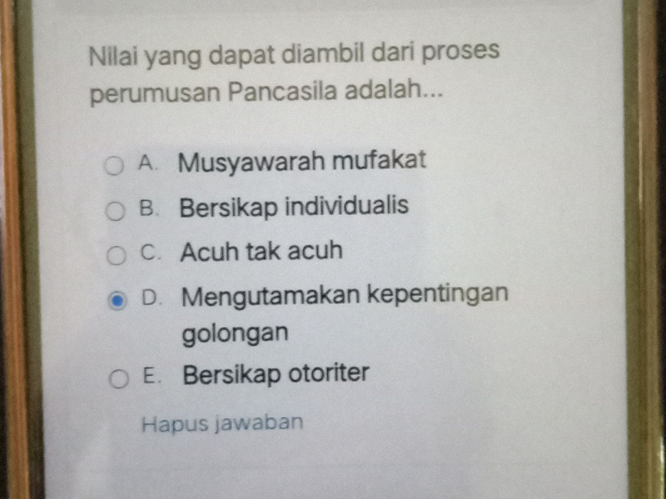 Nilai yang dapat diambil dari proses | StudyX