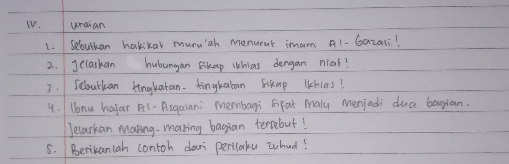 1. Sebutkan hakikat muru'ah menurut imam | StudyX