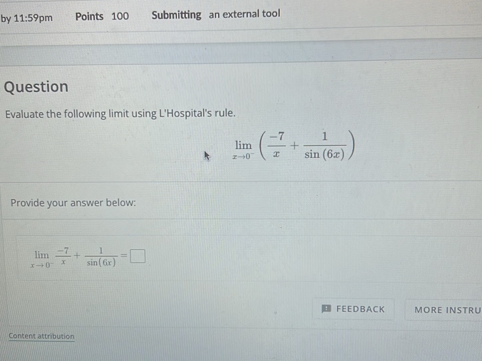 Evaluate the following limit using | StudyX