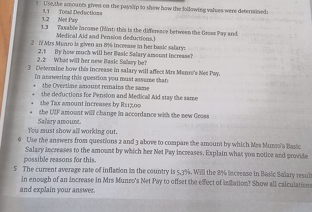 1 Use the amounts given on the payslip to | StudyX