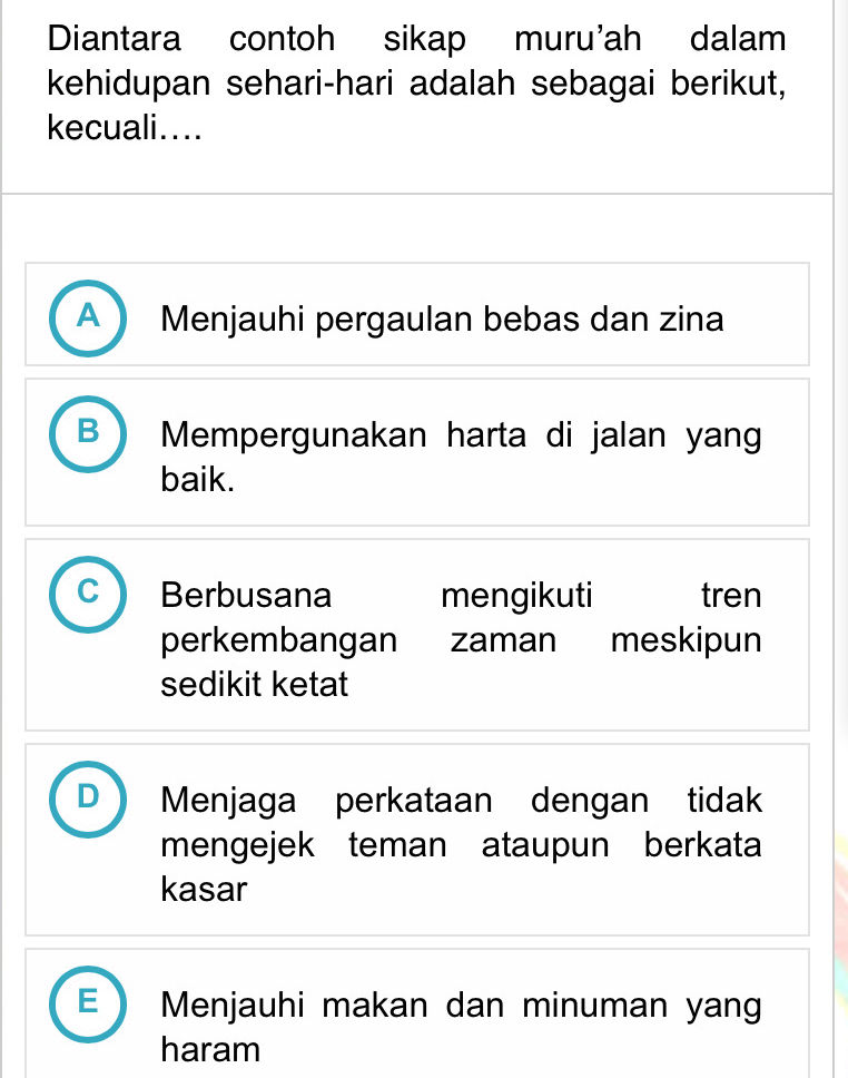 Diantara contoh sikap muru'ah dalam | StudyX