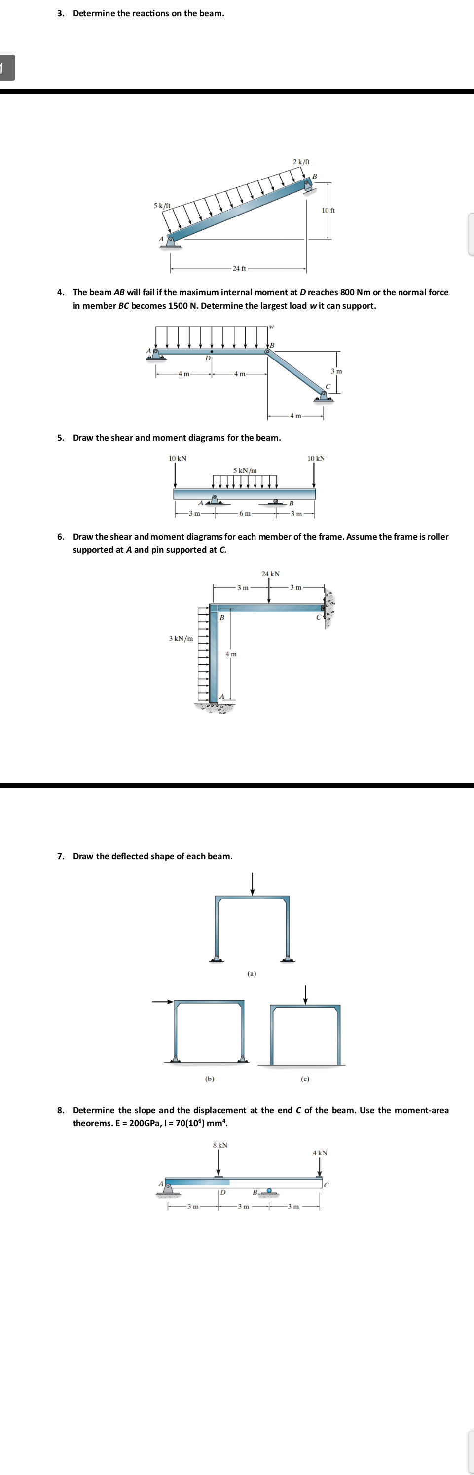 3. Determine the reactions on the beam. 4. | StudyX