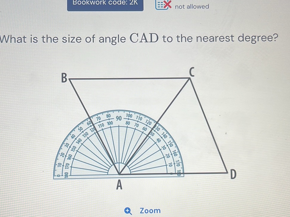 What is the size of angle CAD to the nearest | StudyX