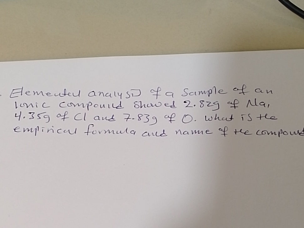 Elemental analysis of a sample of an ionic | StudyX