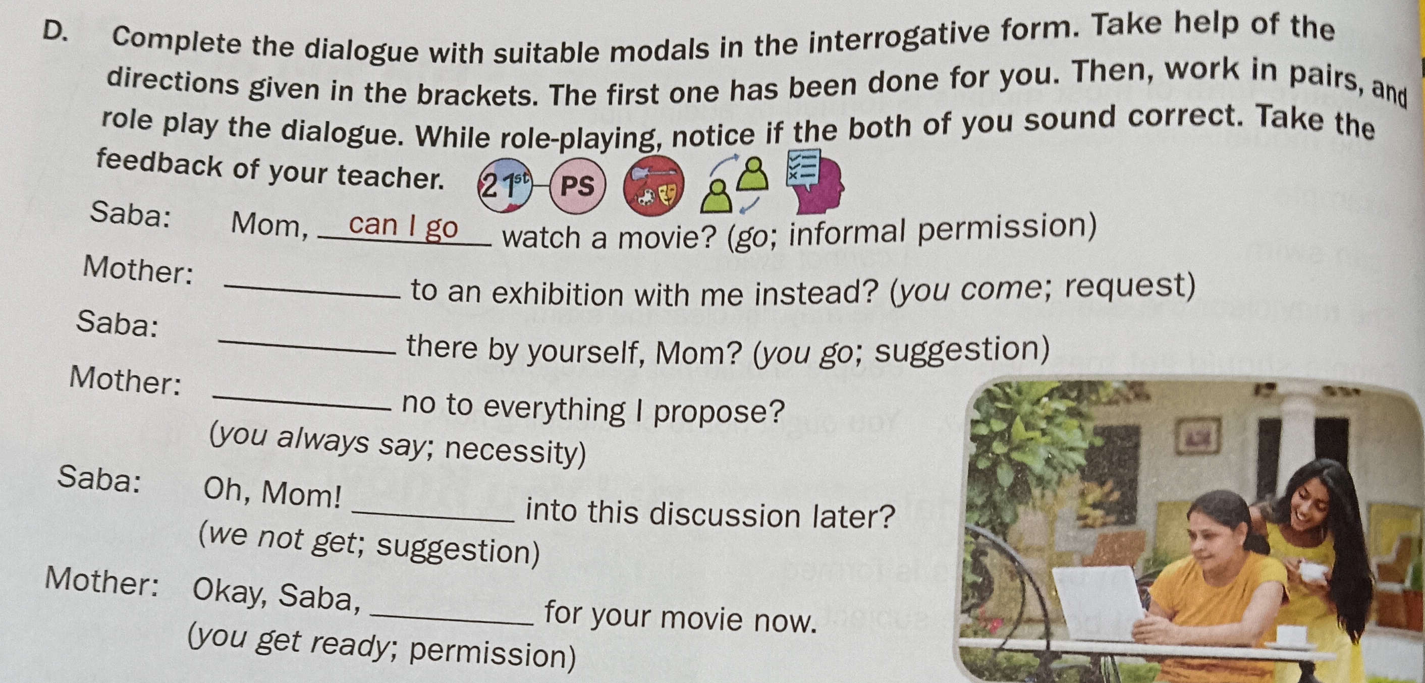 Complete the dialogue with suitable modals | StudyX