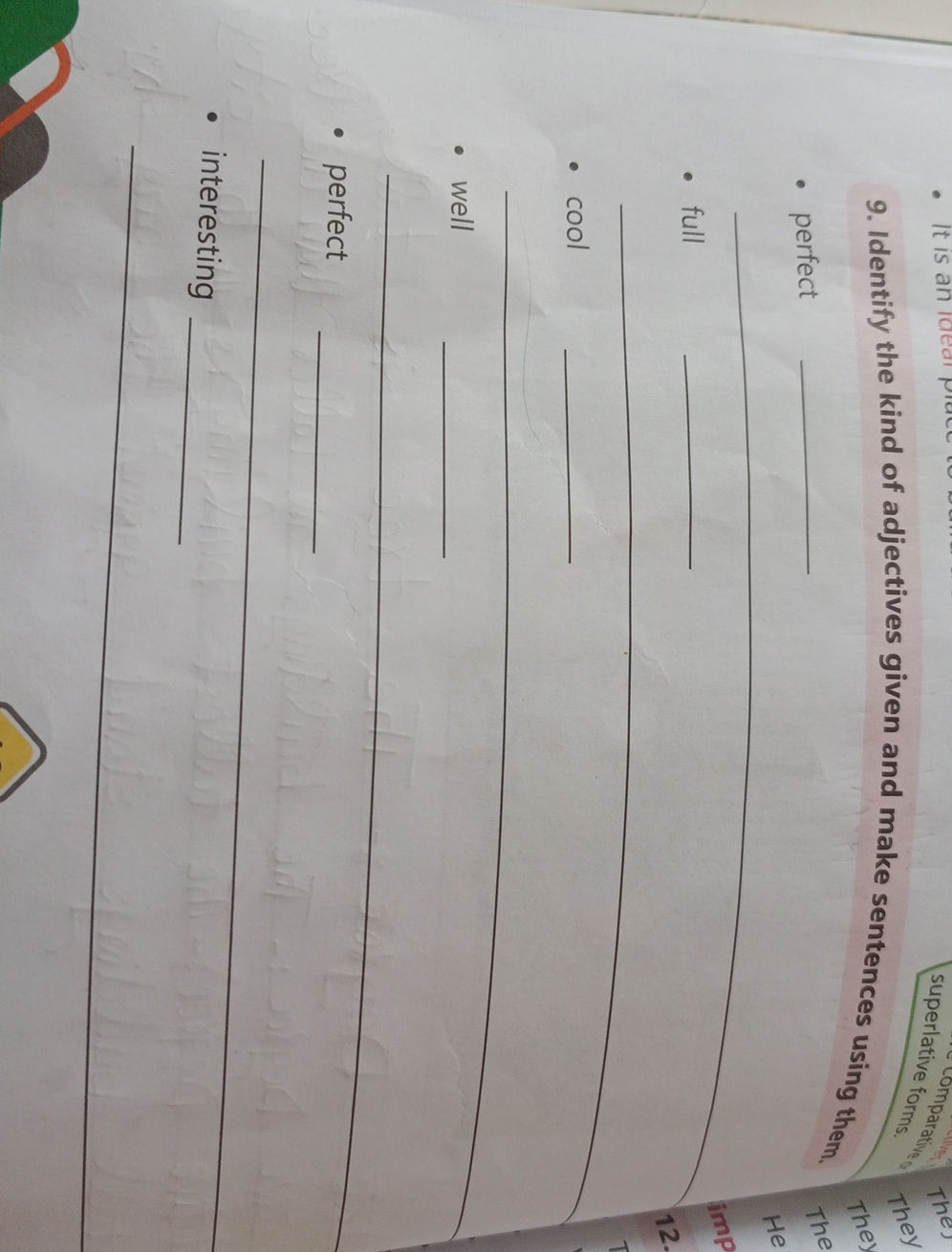 9. Identify the kind of adjectives given and | StudyX