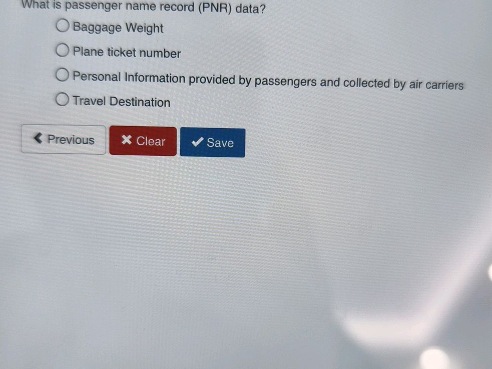 What is passenger name record (PNR) data? | StudyX