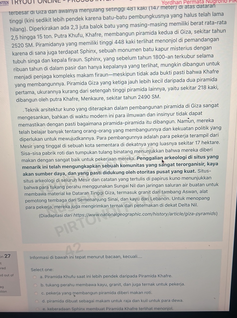 Informasi di bawah ini tepat menurut bacaan, | StudyX