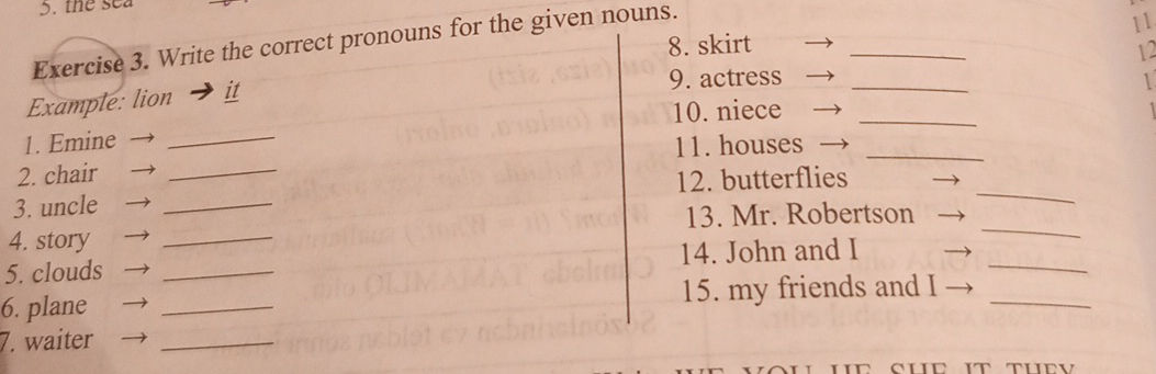 Exercise 3. Write the correct pronouns for | StudyX