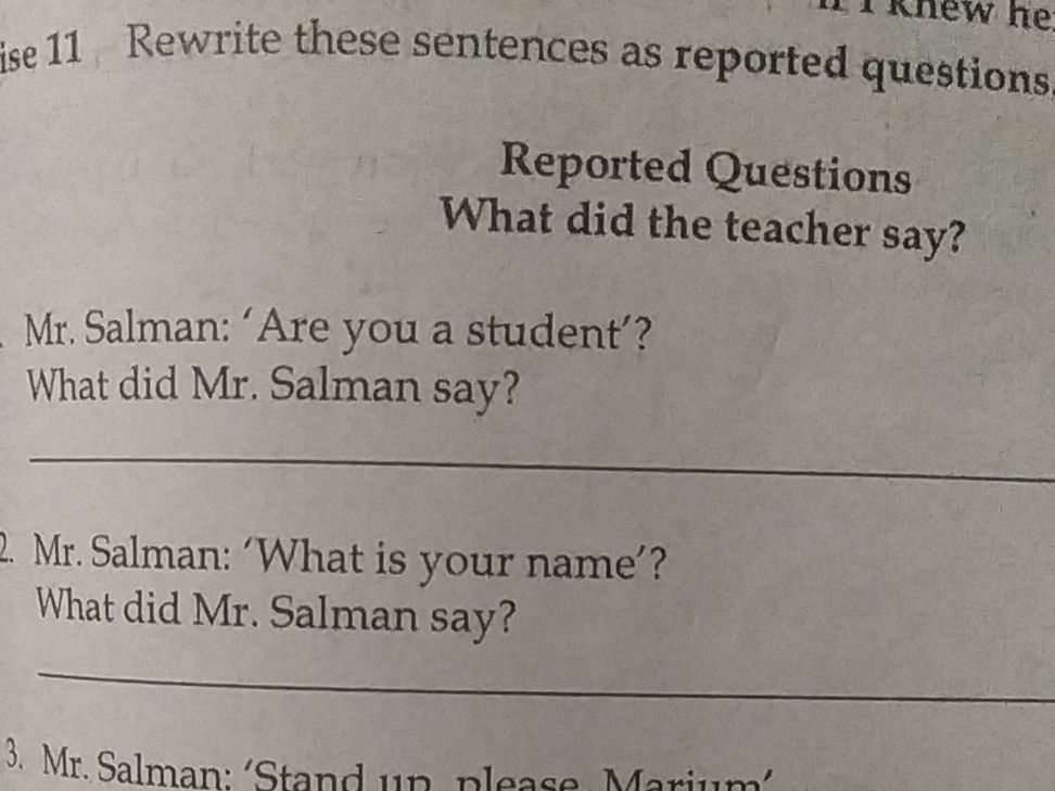 Rewrite these sentences as reported | StudyX