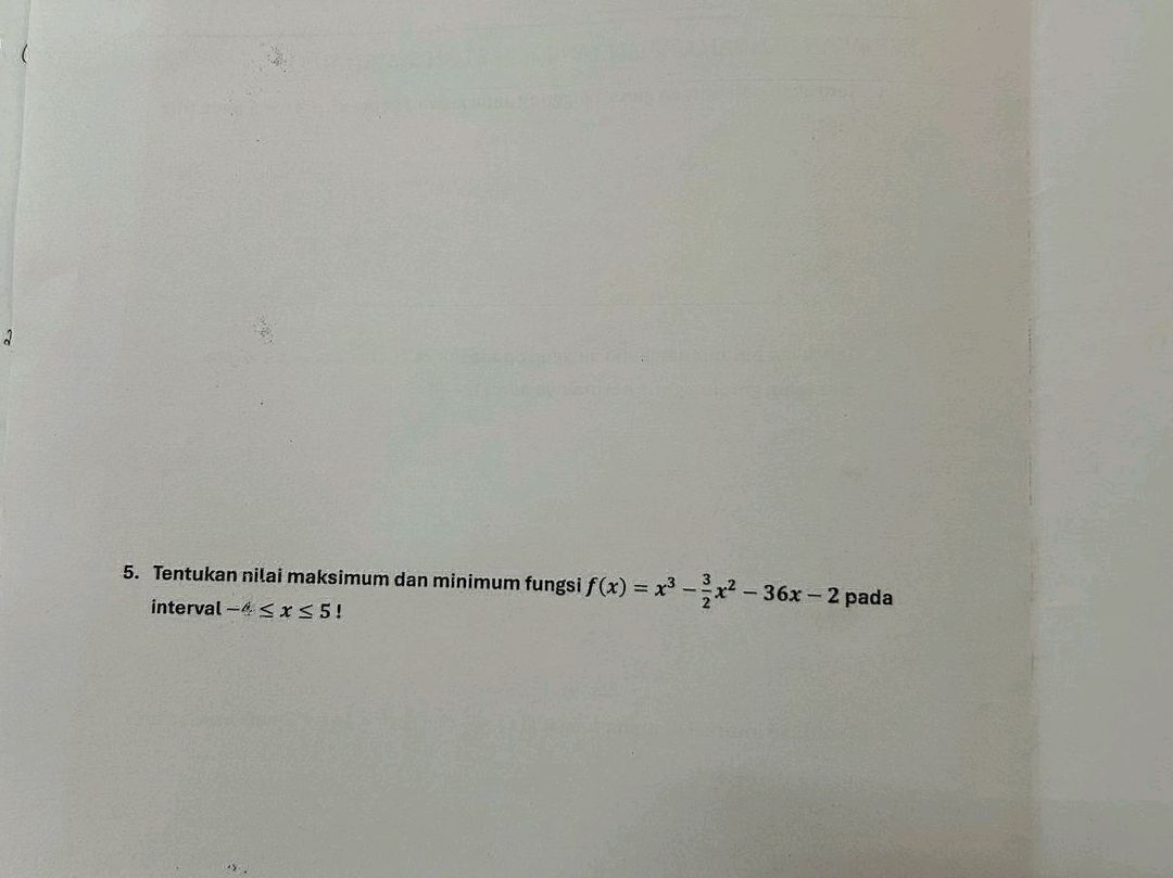 5. Tentukan nilai maksimum dan minimum | StudyX