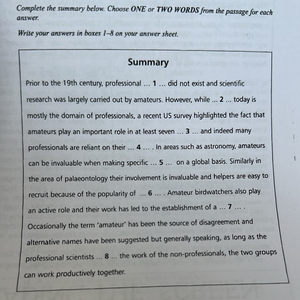 Complete the summary below. Choose ONE or | StudyX