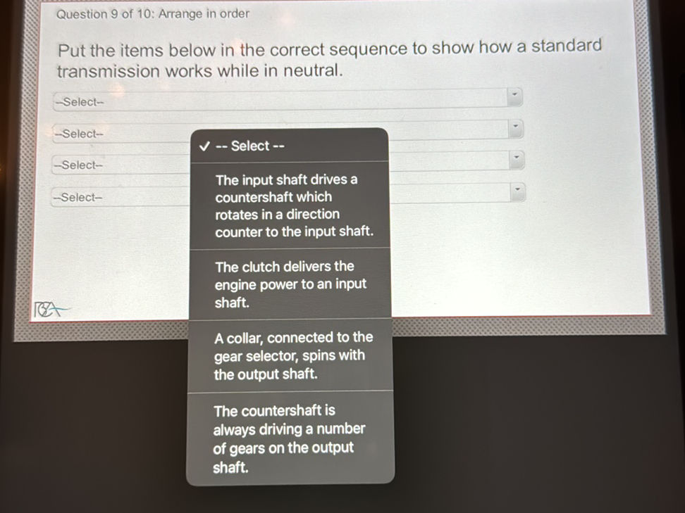 Question 9 of 10: Arrange in order Put the | StudyX