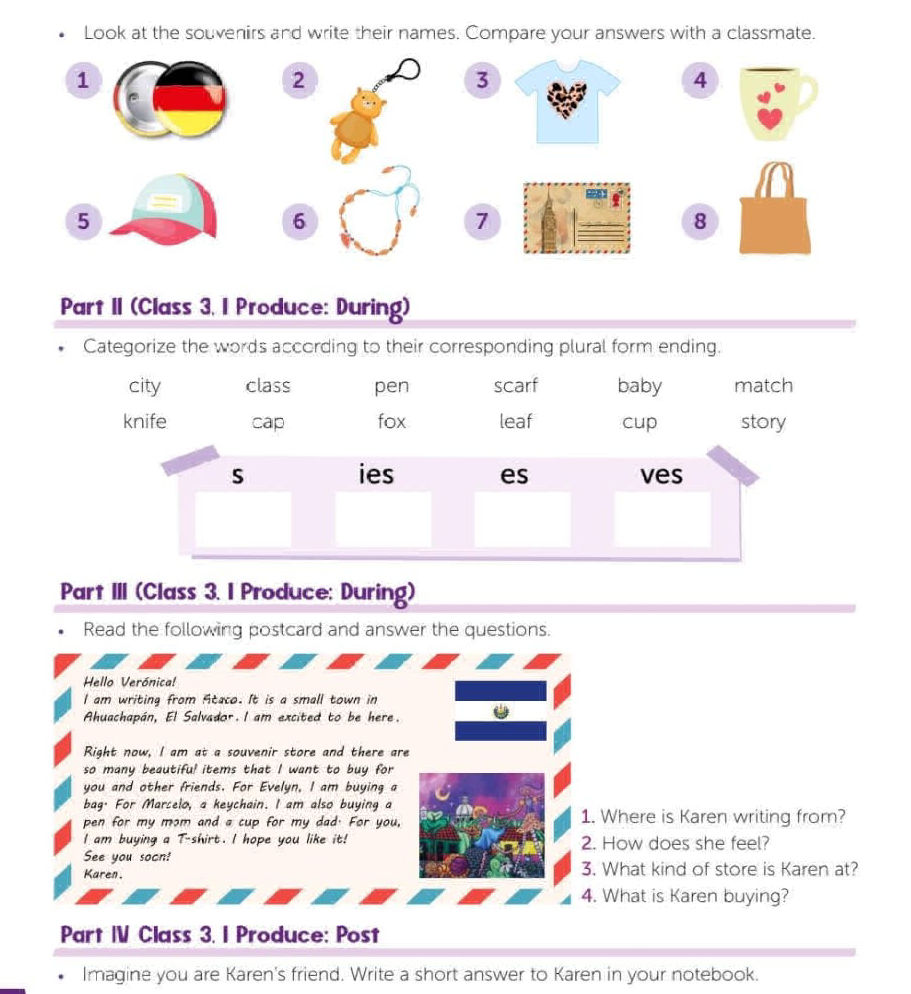 Look at the souvenirs and write their names. | StudyX