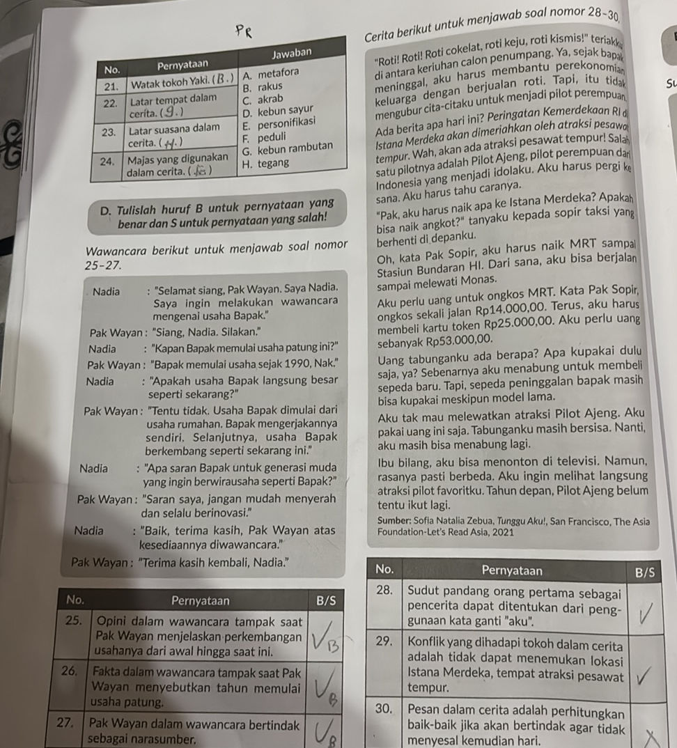 21. Watak tokoh Yaki. (B.) 22. Latar tempat | StudyX