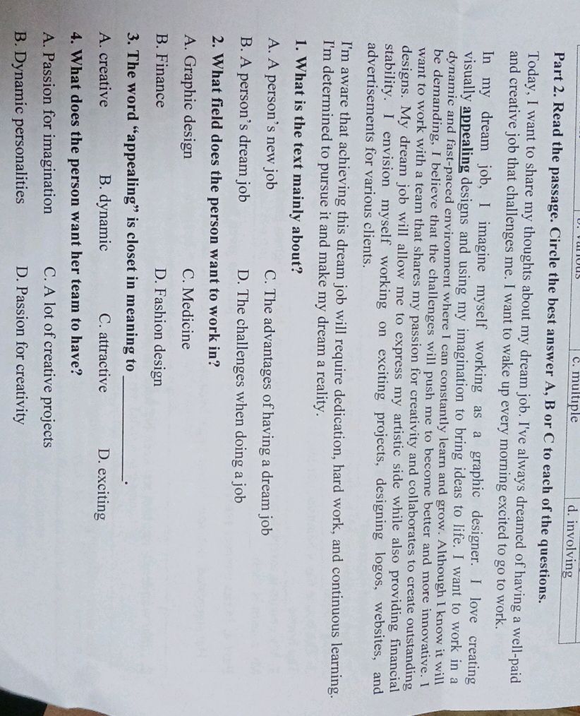 1. What is the text mainly about? A. A | StudyX