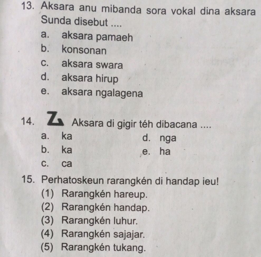 Aksara anu mibanda sora vokal dina aksara