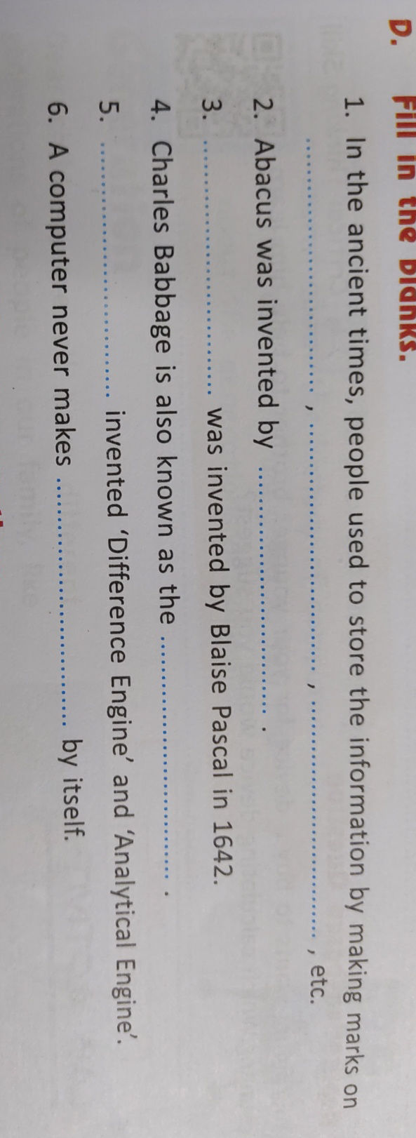 D. Fill in the blanks. 1. In the ancient | StudyX