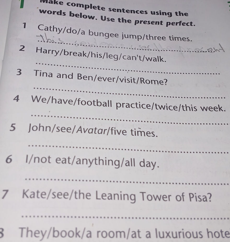 Make complete sentences using the words | StudyX