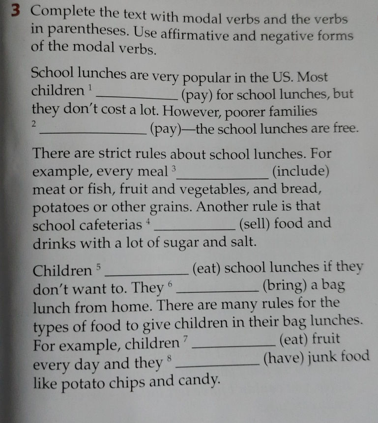 3 Complete the text with modal verbs and the | StudyX