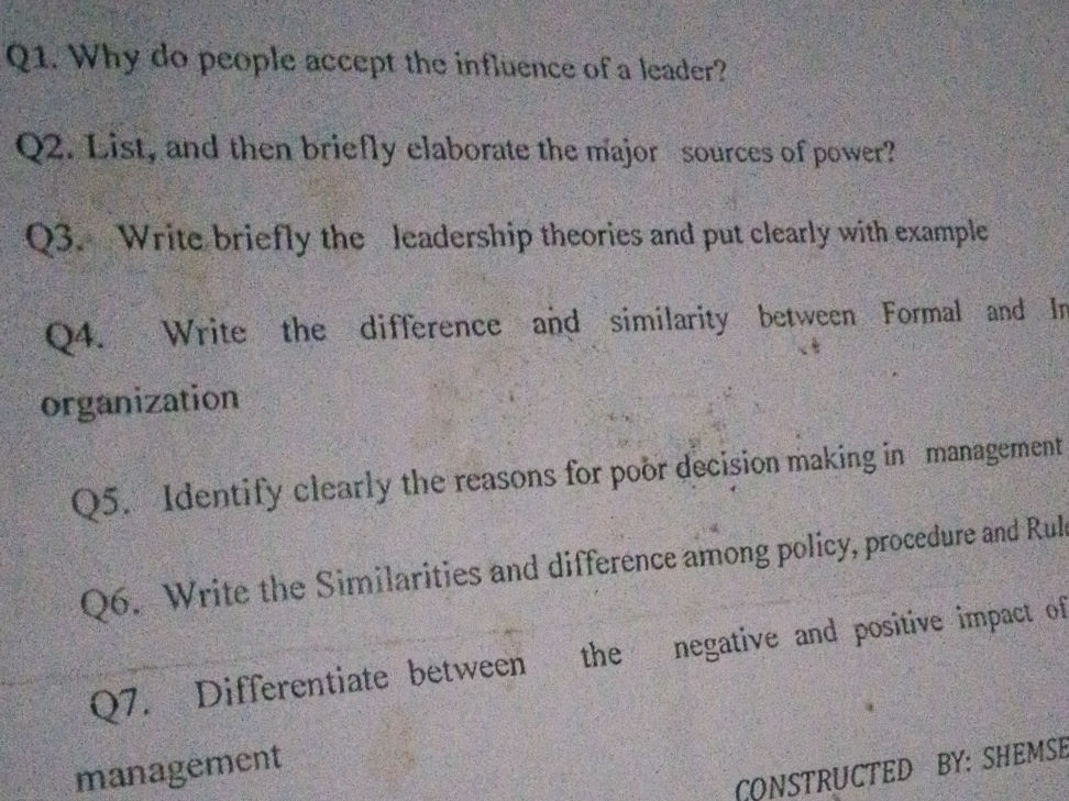 Q1. Why do people accept the influence of a | StudyX