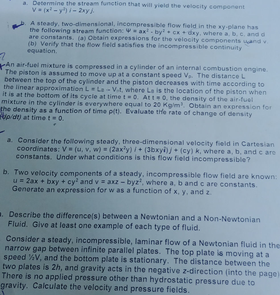 a. Determine the stream function that will | StudyX