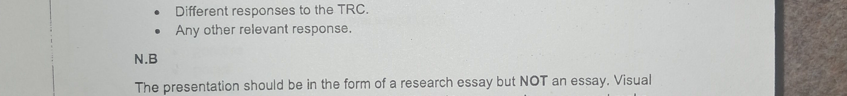 - Different responses to the TRC. - Any | StudyX
