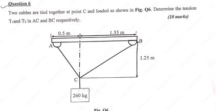 Question 6 Two cables are tied together at | StudyX