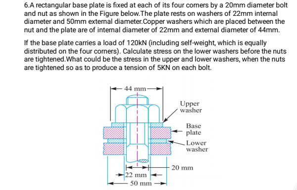 6. A rectangular base plate is fixed at each | StudyX