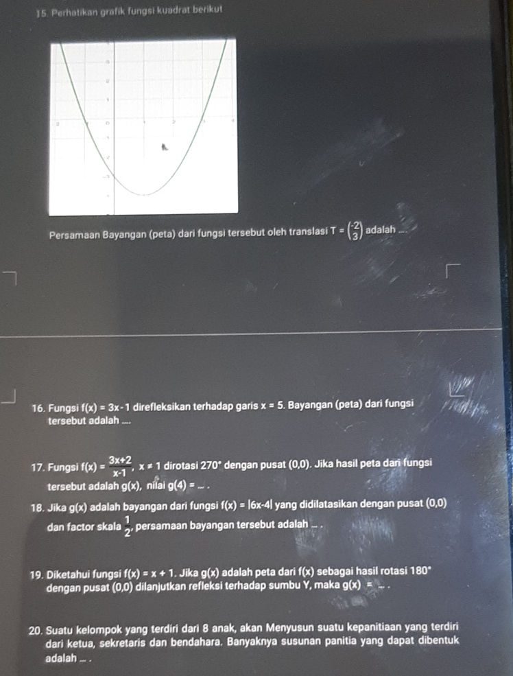 15. Perhatikan grafik fungsi kuadrat berikut | StudyX