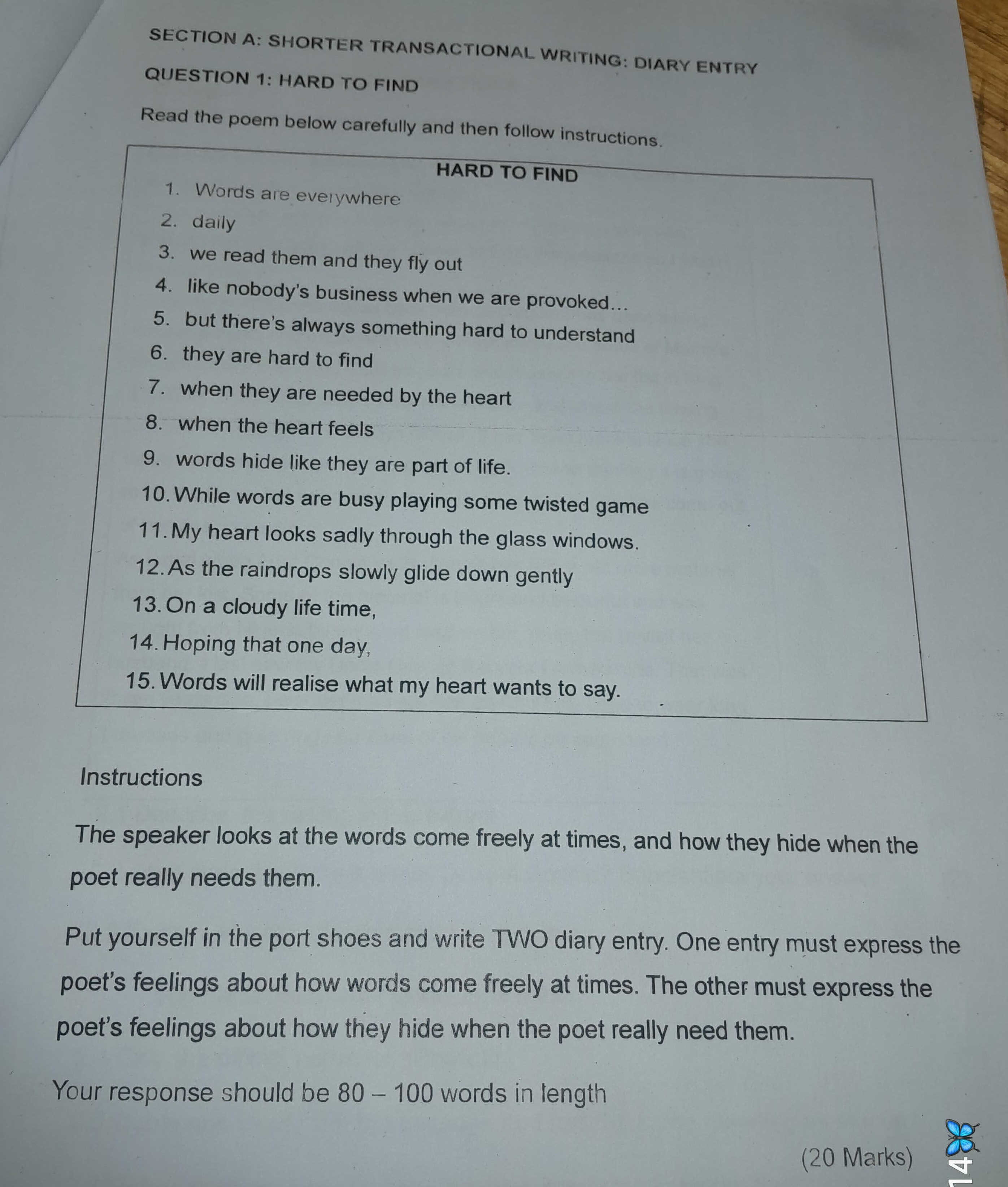 Read the poem below carefully and then | StudyX