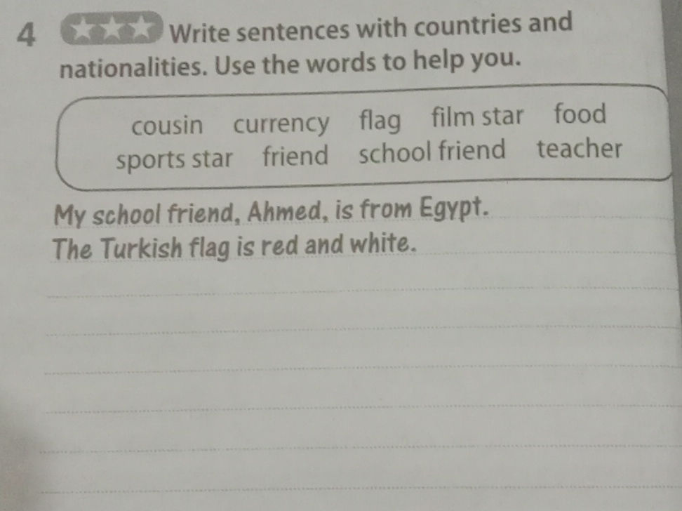 Write sentences with countries and | StudyX