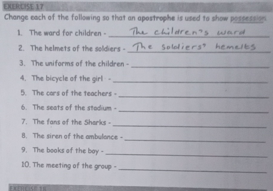 EXERCISE 17 Change each of the following so | StudyX