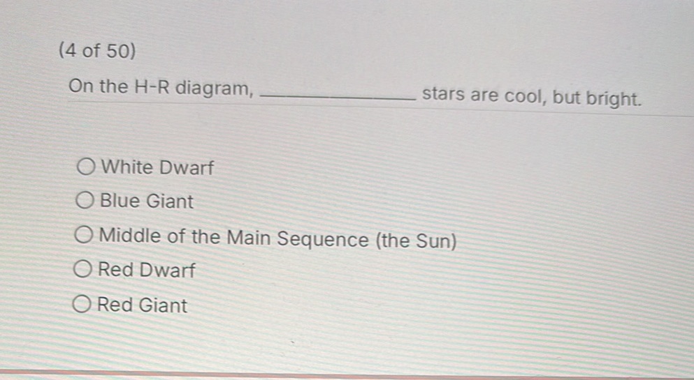 On the H-R diagram, ______ stars are cool, | StudyX