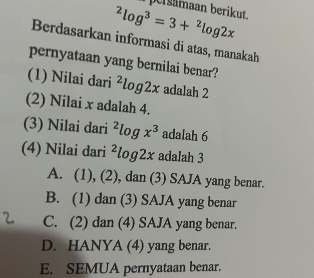 Berdasarkan informasi di atas, manakah | StudyX