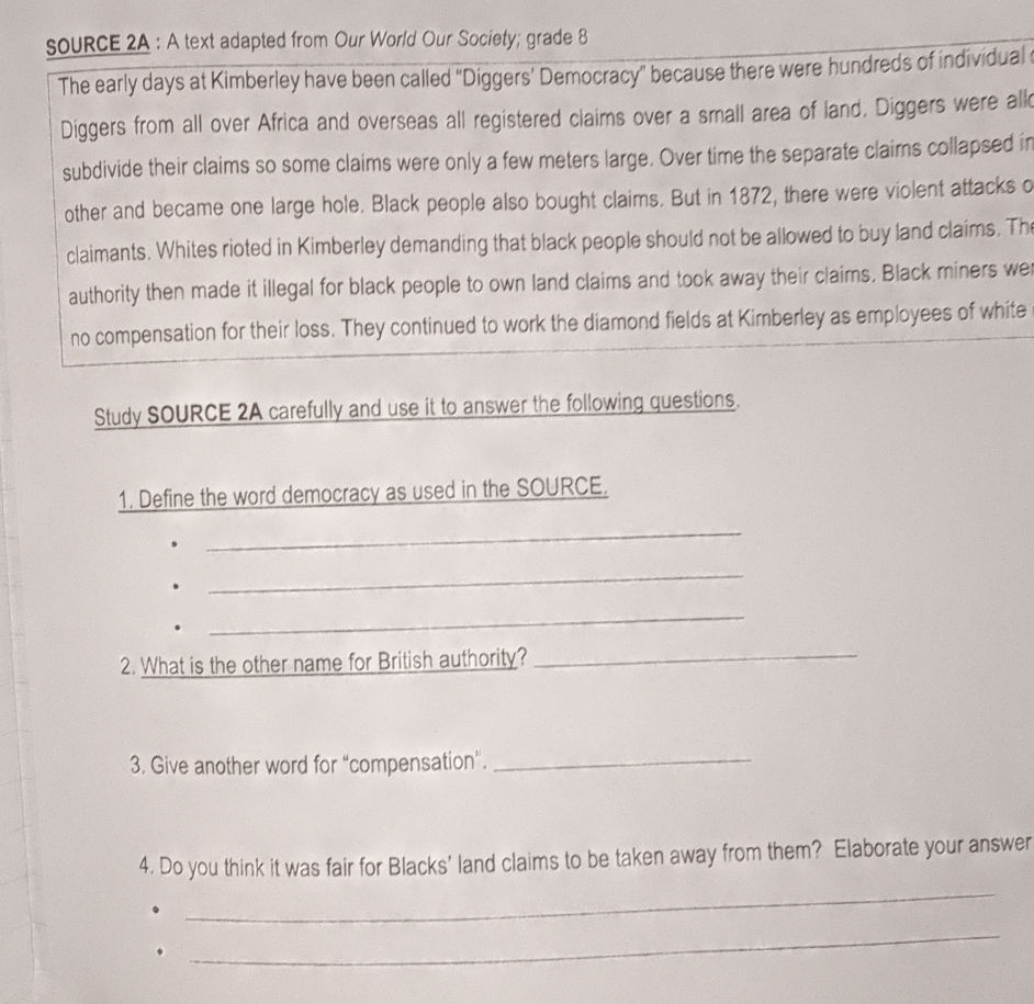 SOURCE 2A: A text adapted from Our World Our | StudyX