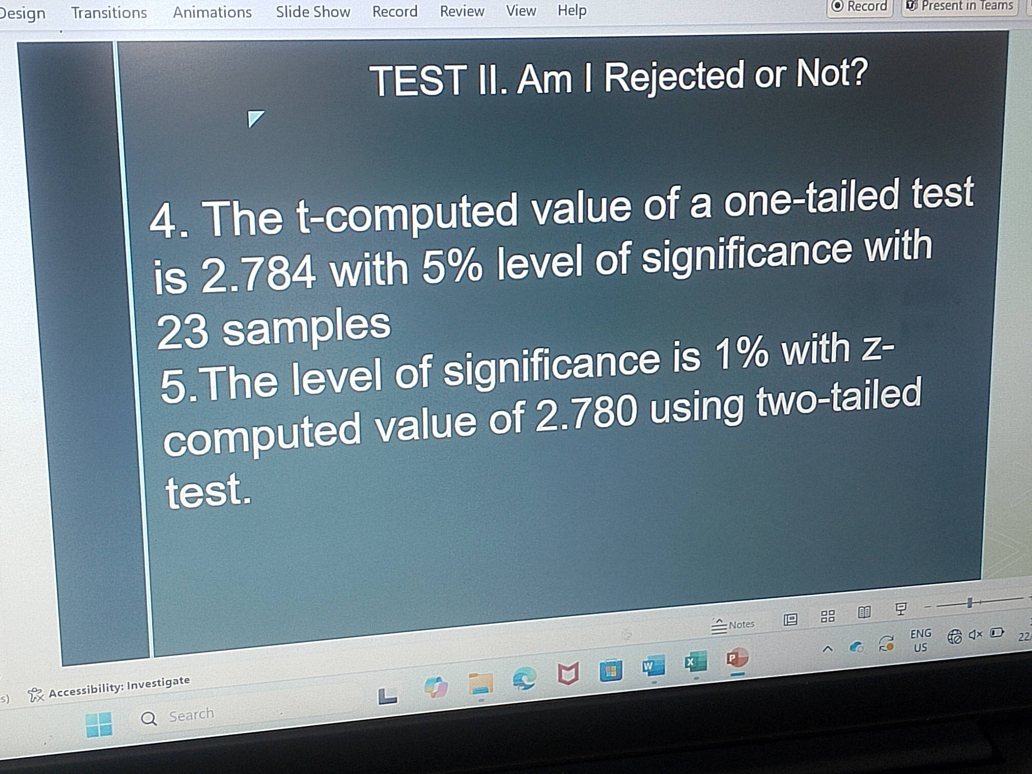 4. The t-computed value of a one-tailed test | StudyX