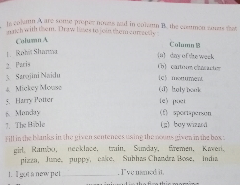 In column A are some proper nouns and in | StudyX