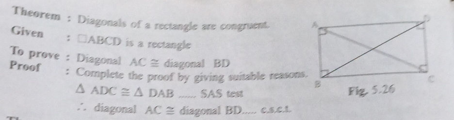 Theorem: Diagonals of a rectangle are | StudyX