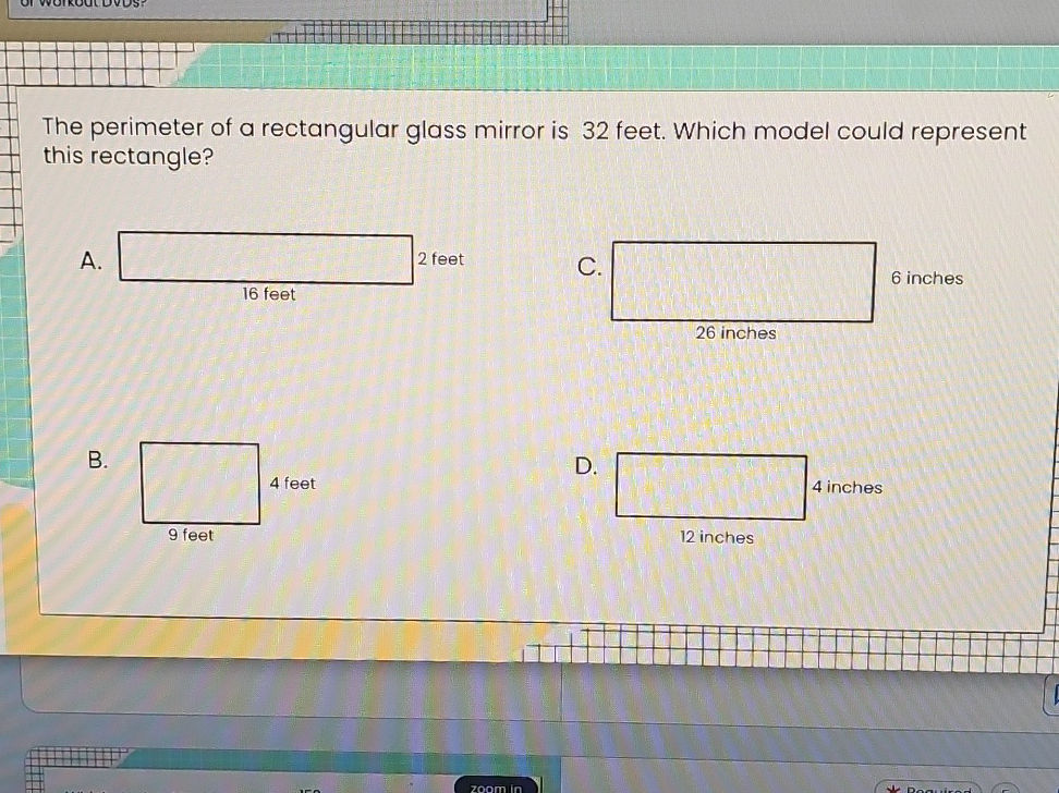 The perimeter of a rectangular glass mirror | StudyX