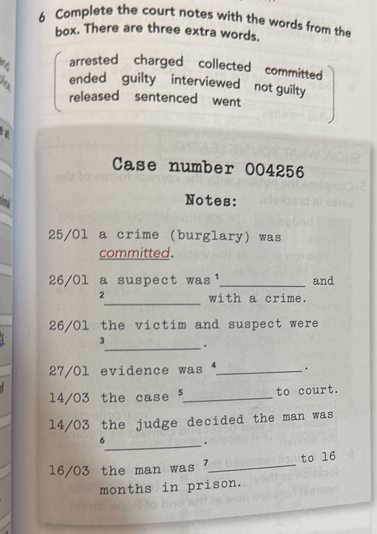 6 Complete the court notes with the words | StudyX