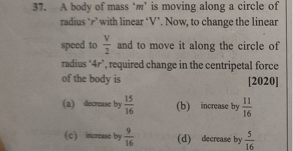 37. A body of mass 'm' is moving along a | StudyX