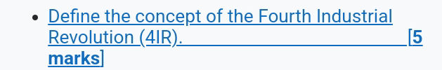 Define the concept of the Fourth Industrial | StudyX