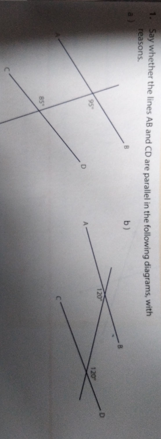 1. Say whether the lines AB and CD are | StudyX