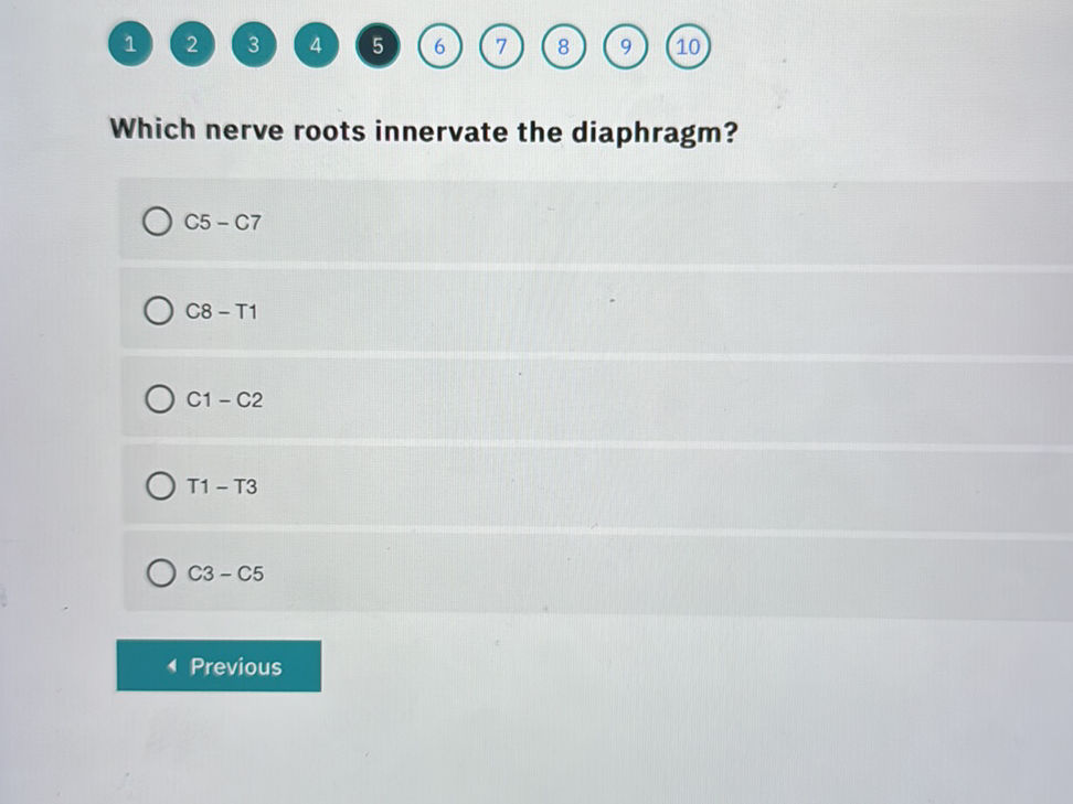 Which nerve roots innervate the diaphragm? | StudyX