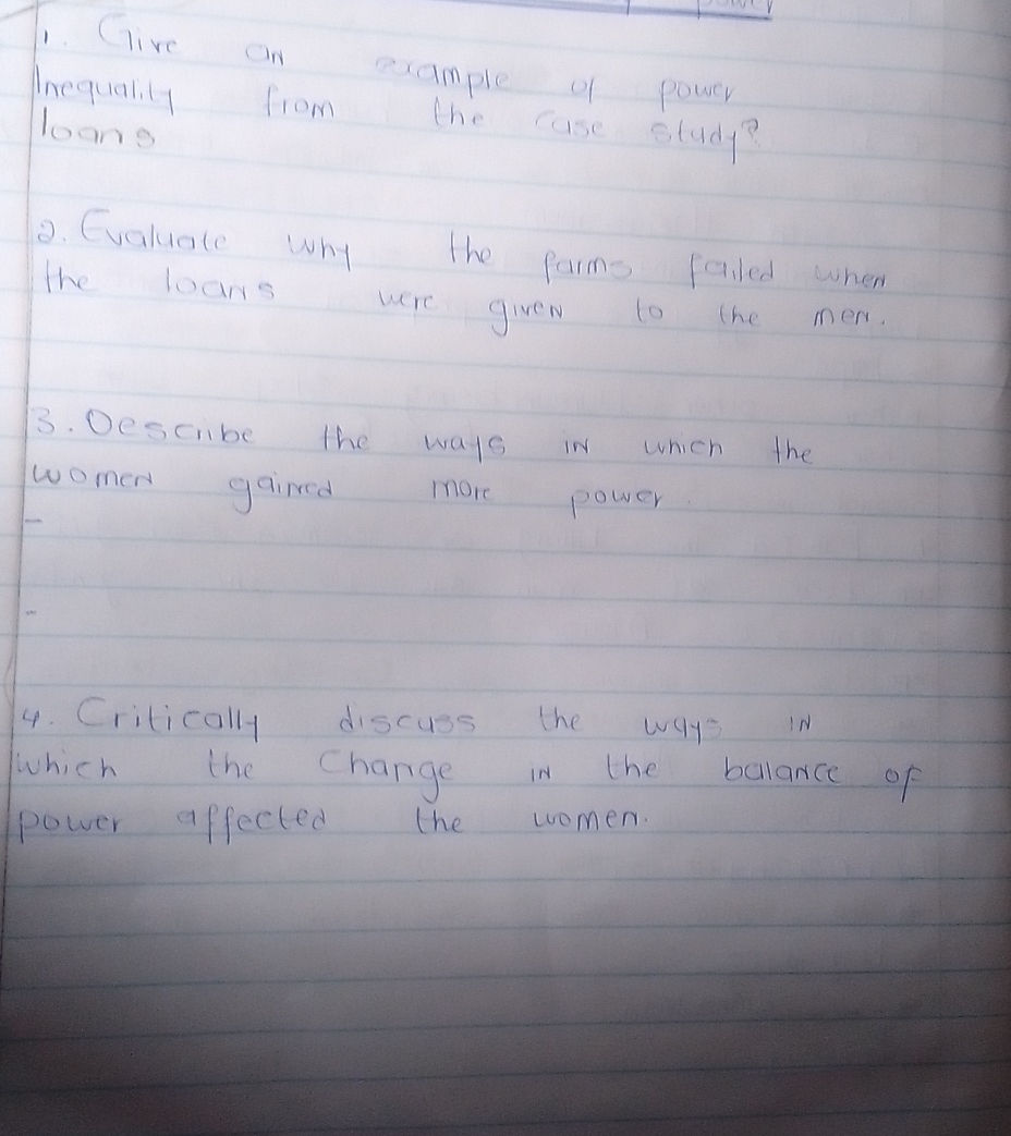 1. Give an example of power inequality from | StudyX