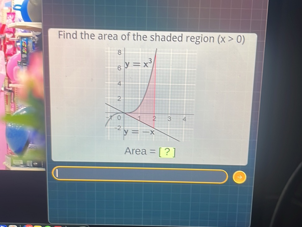 Find the area of the shaded region (x > 0) | StudyX