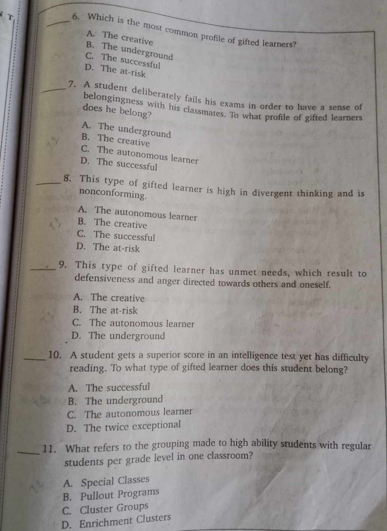 6. Which is the most common profile of | StudyX